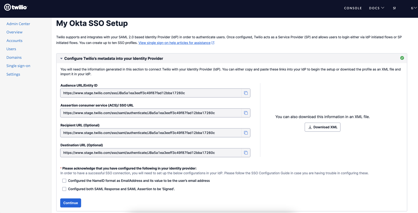 Configuring SSO with any other SAML2.0 Identity Provider | Twilio