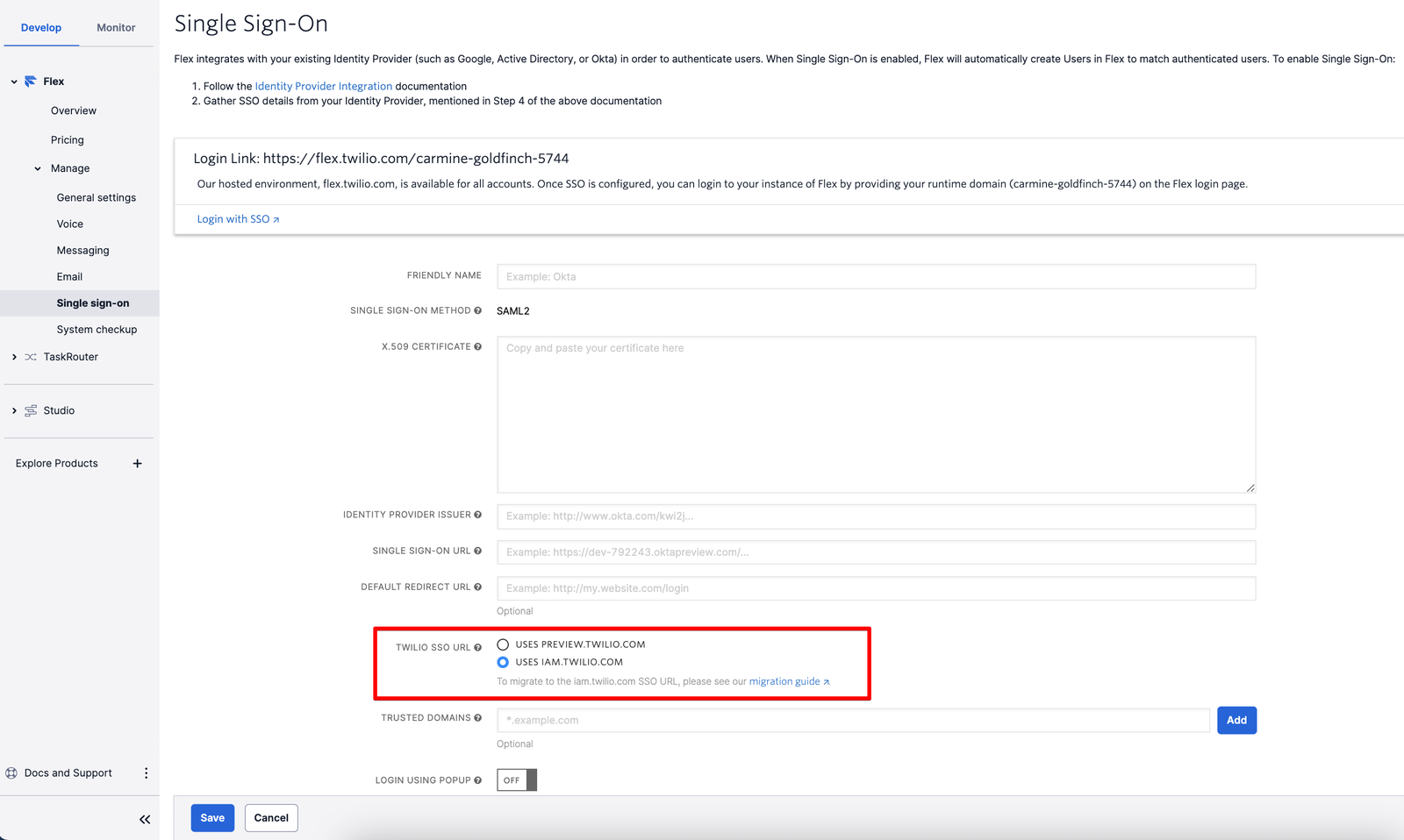 Flex SSO URL Migration Guide | Twilio