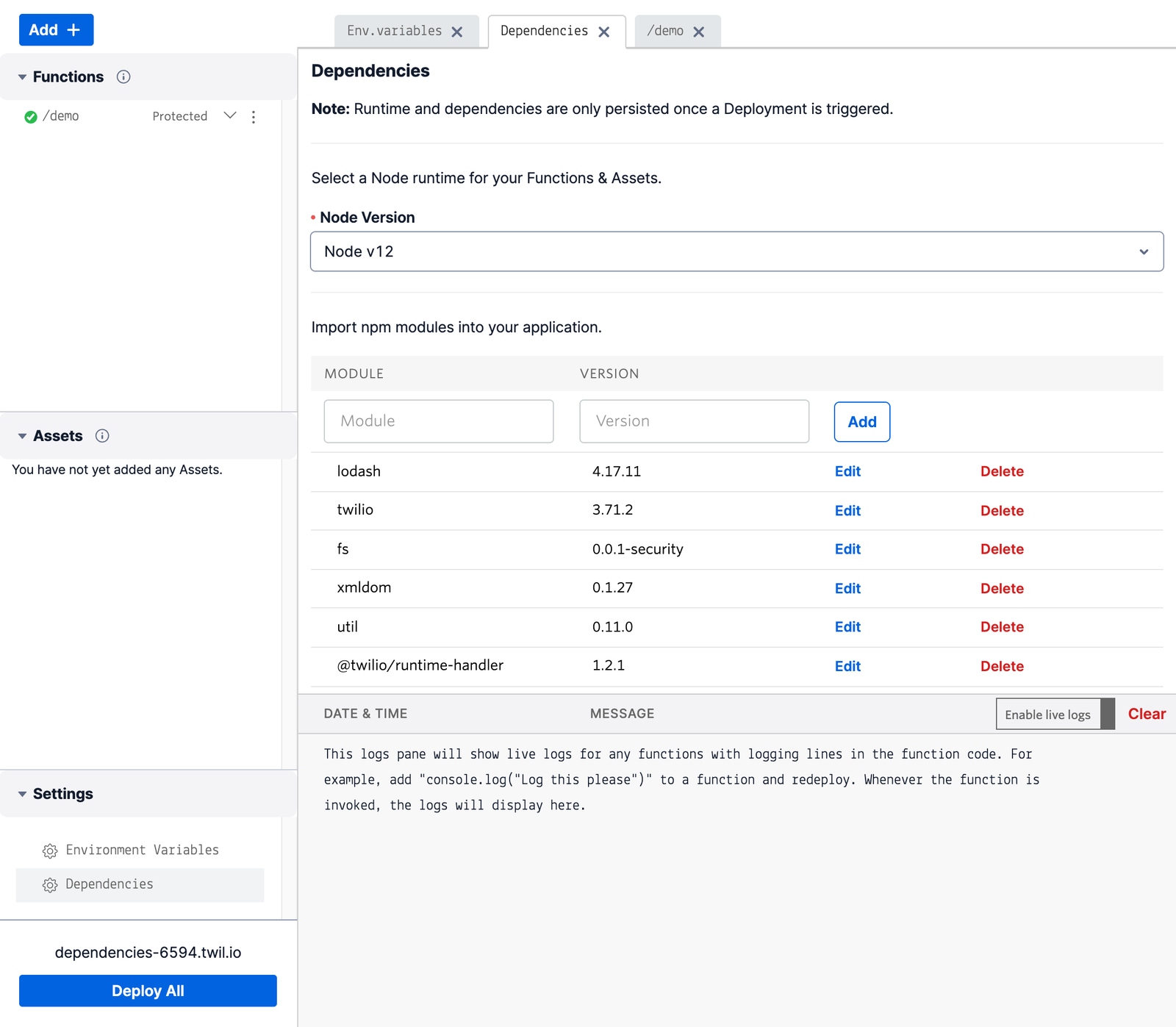 Dependencies | Twilio